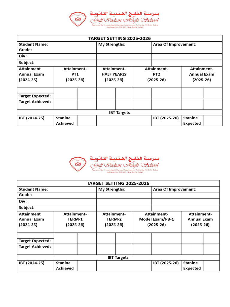 Target Setting Grades 11 and 12-2025 | PDF