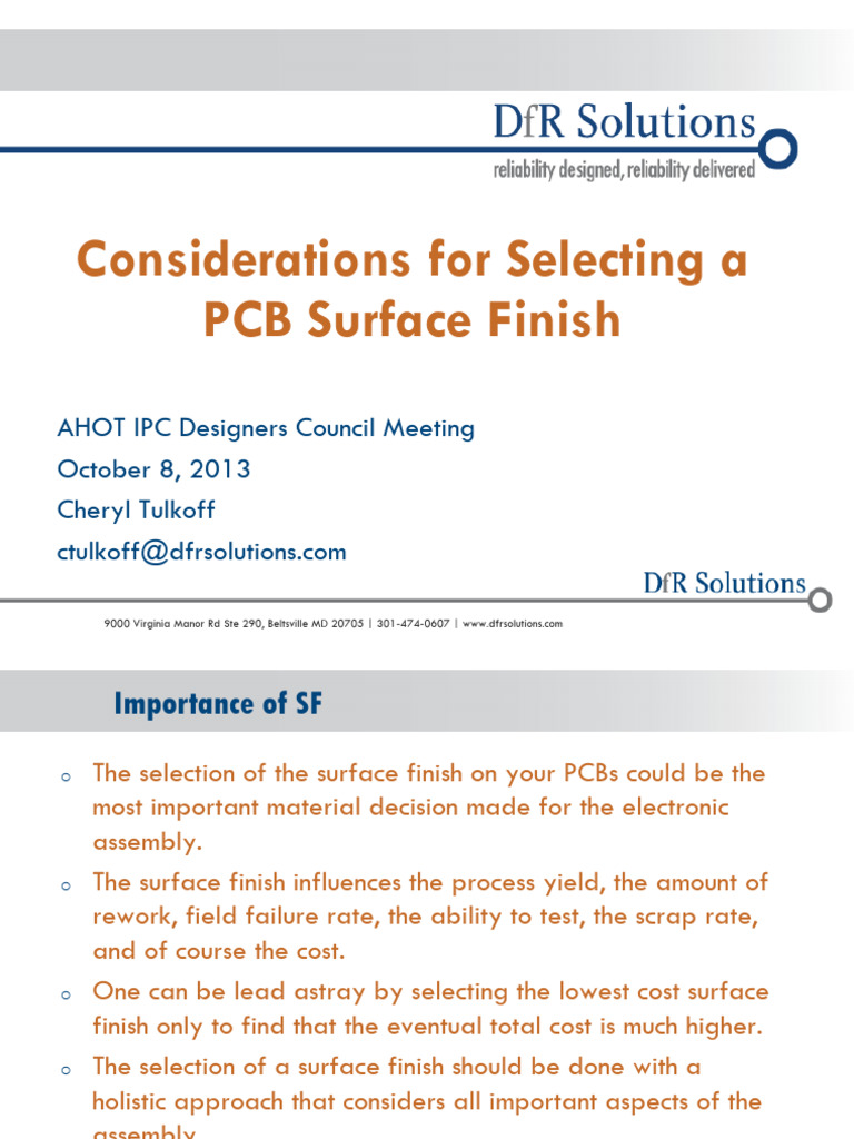 AHOT Selecting A PCB Surface Finish2 | PDF | Printed Circuit Board | Solder
