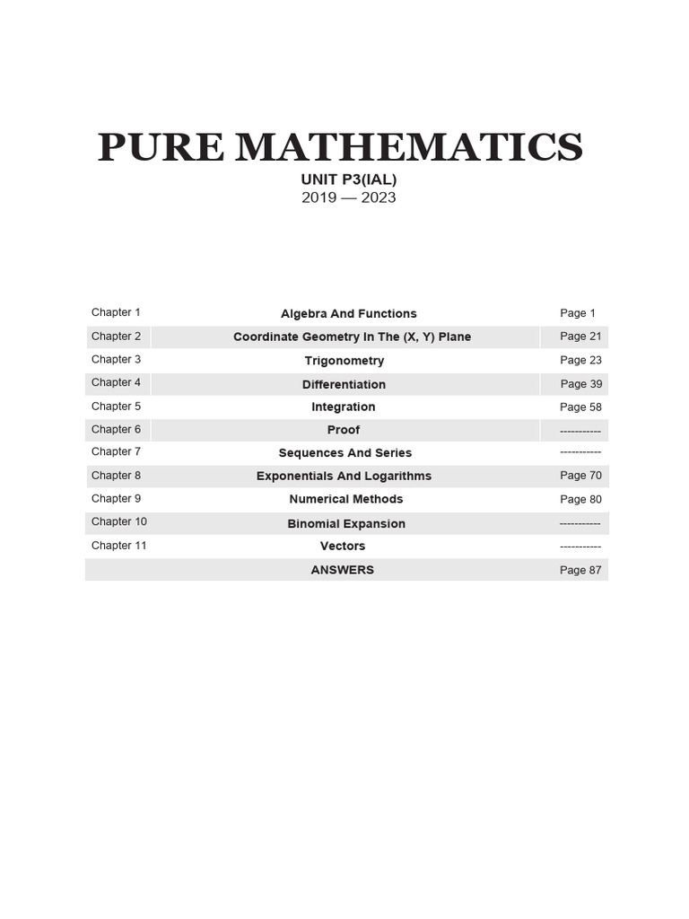 Edexcel A-Level Mathematics Pure (WMA11) P3 2019-23 | PDF
