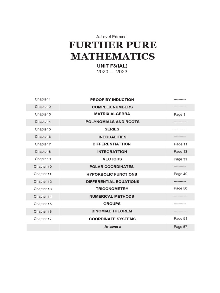 Edexcel - A-Level - Further Pure Mathematics (WFM01) - Further Pure ...