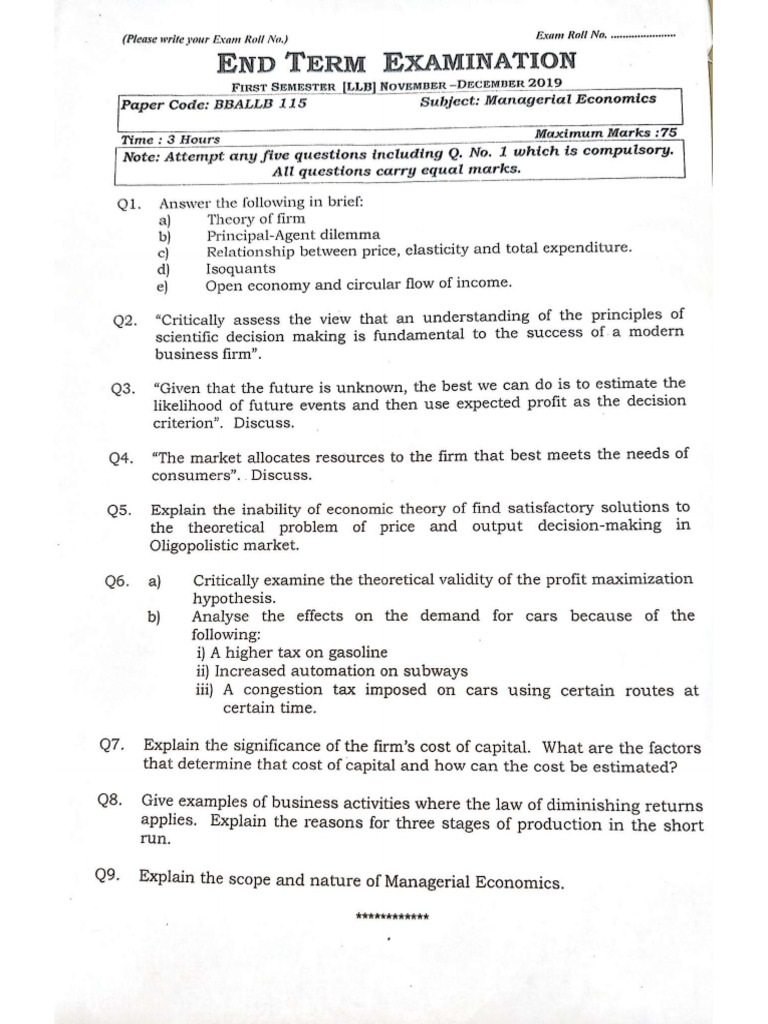 Managerial Economics Pyq | PDF