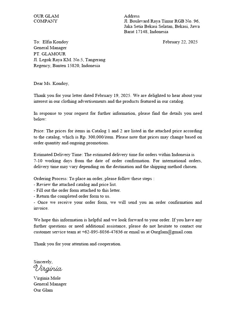 Inquiry Letter Reply (Group 2) | PDF