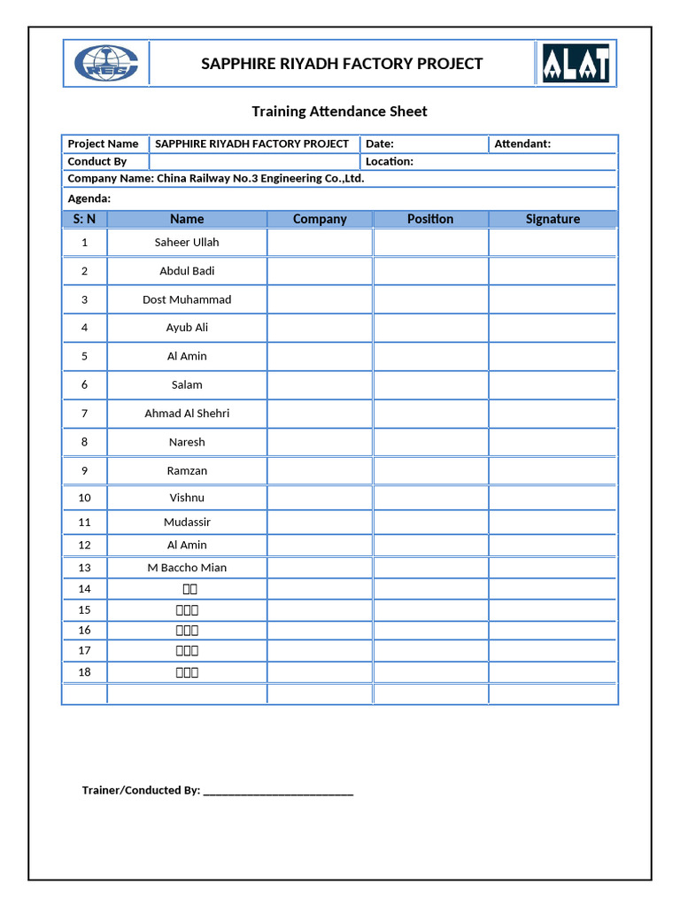 Sapphire Riyadh Factory Training Sheet | PDF