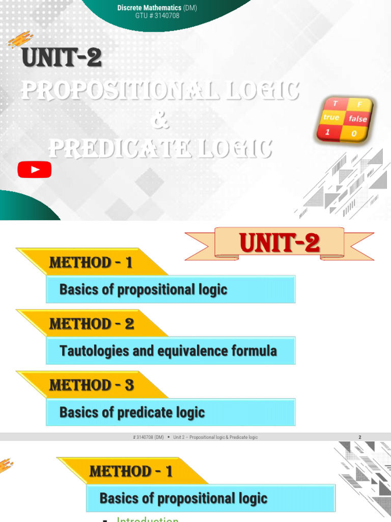 Unit-2 - Propositional Logic and Predicate Logic | PDF | Logic | Contradiction