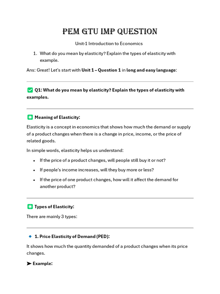 Pem Gtu Imp Question All CH | PDF | Cost Of Living | Economic Equilibrium