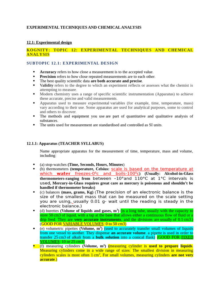 Experimental Techniques and Chemical Analysis - IGCSE CHEM Chapter 12 ...