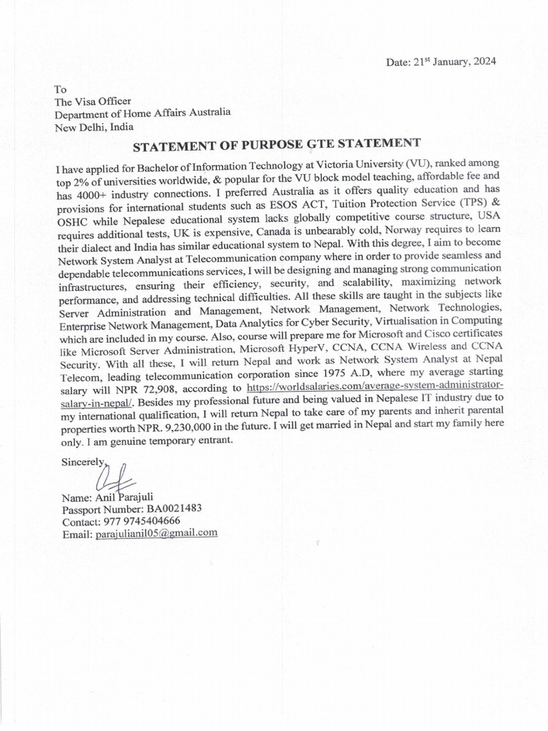 Statement of Purpose | PDF