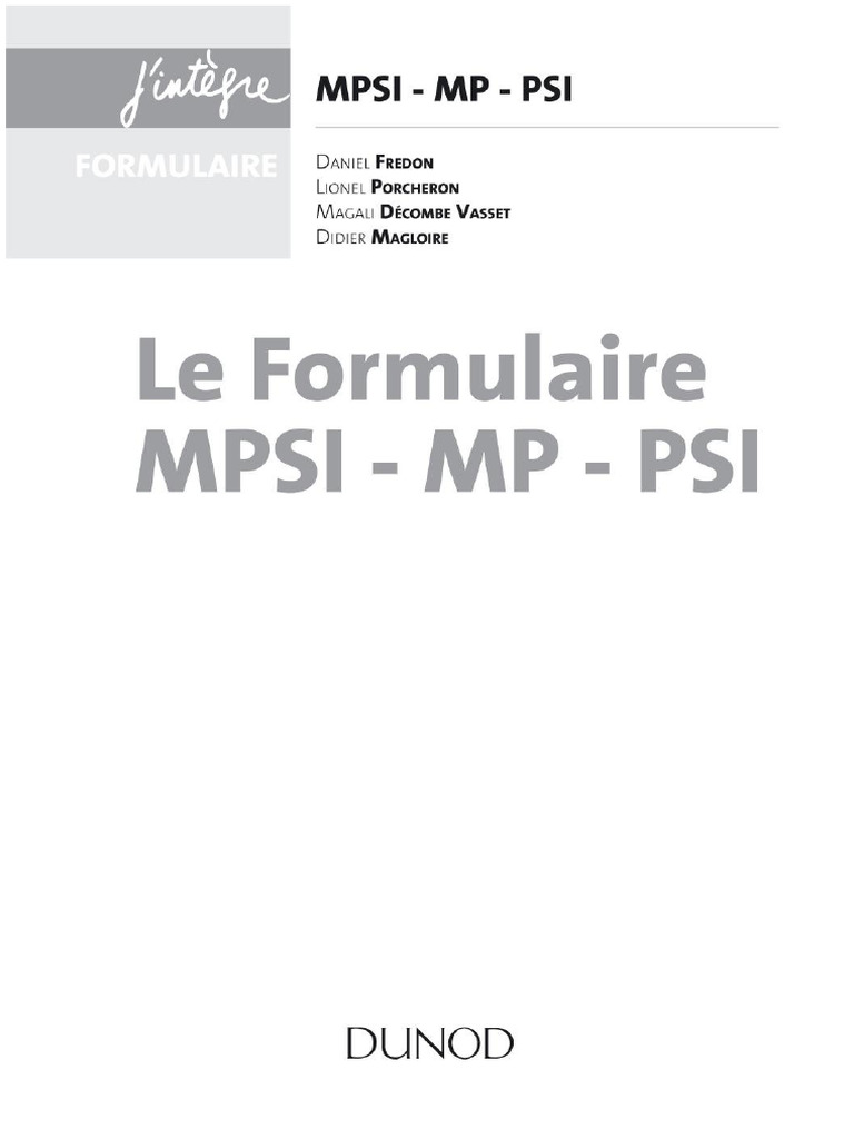 Formulaire MPSI MP PSI | PDF