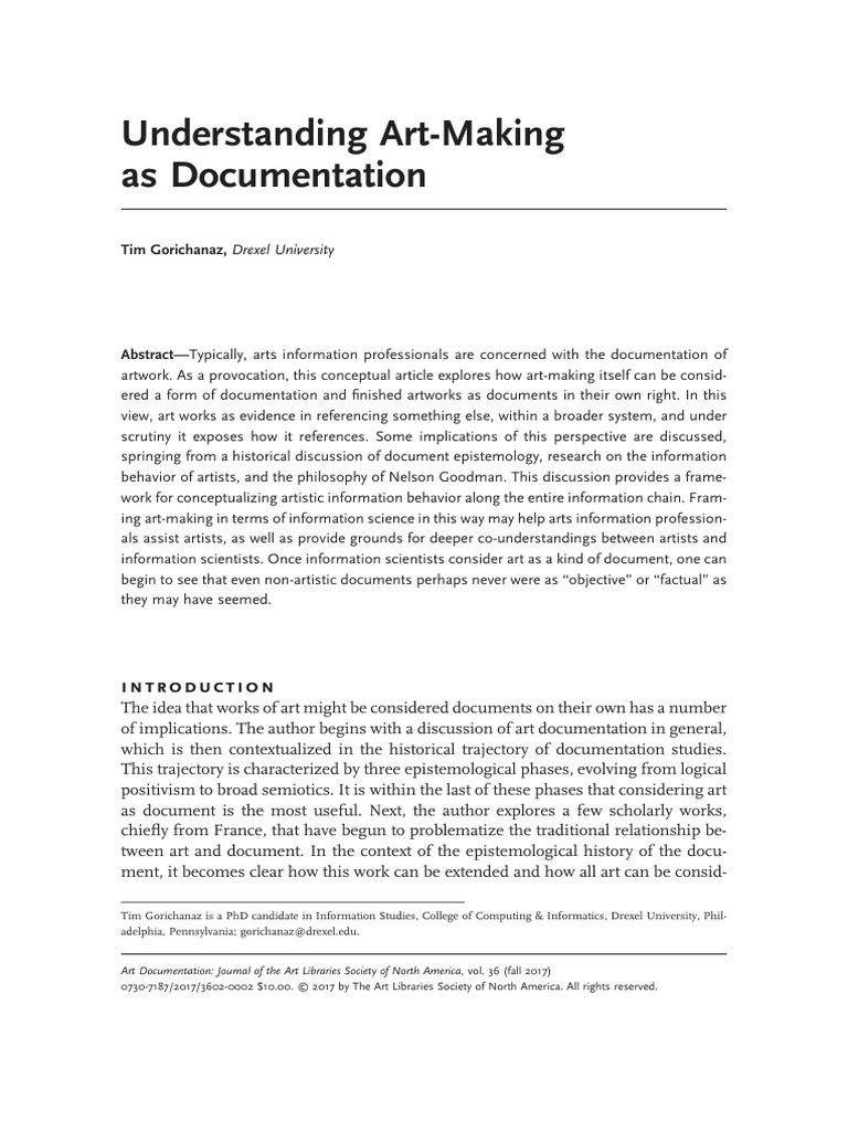 Understanding Art-Making As Documentation | PDF | Information Science ...