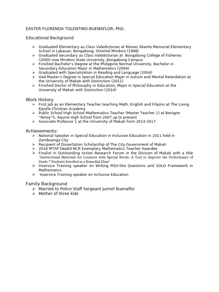 Easter Florenda T. Buenaflor PhD. | PDF