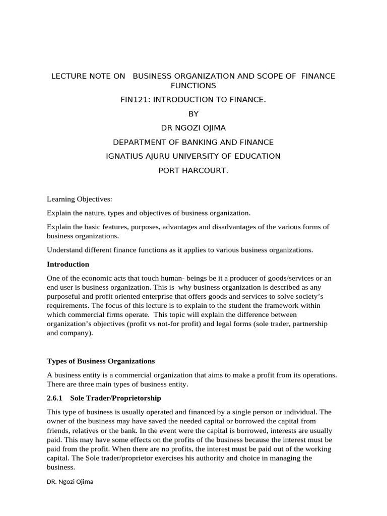 Business Organization Week 2lecture 2 | PDF | Equity (Finance ...