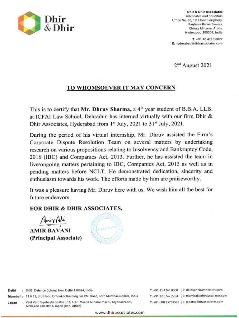 Internship Certificate - Dhruv | PDF