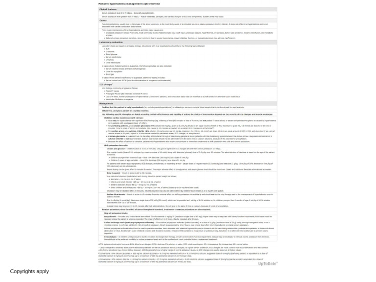 Pediatric Hyperkalemia Rapid Overview | PDF