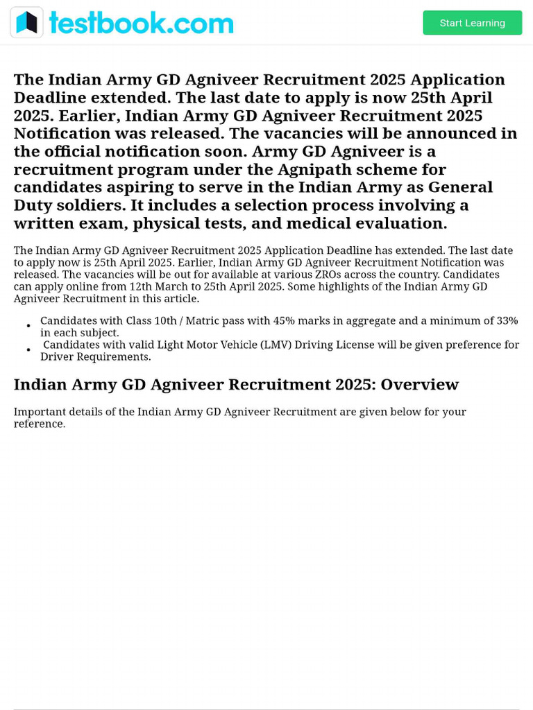 Army GD Agniveer RecruitmentExam Info | PDF
