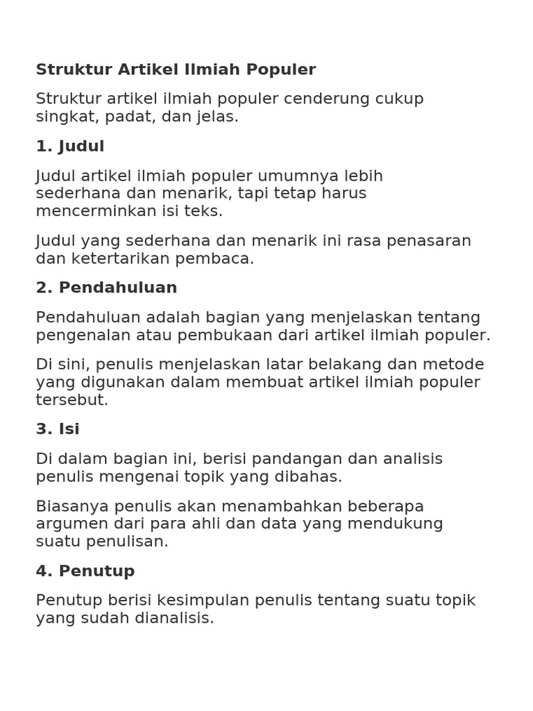 Struktur Artikel Ilmiah Populer | PDF