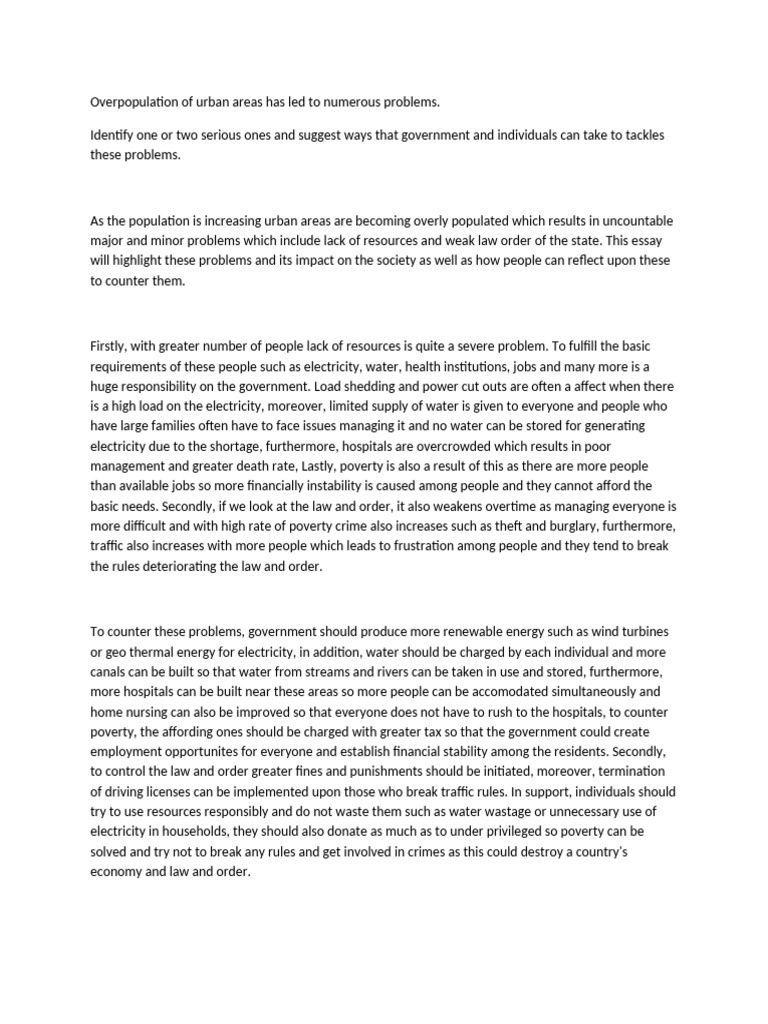 Ielts Essay 4 (Overpopulation) | PDF | Poverty | Poverty & Homelessness
