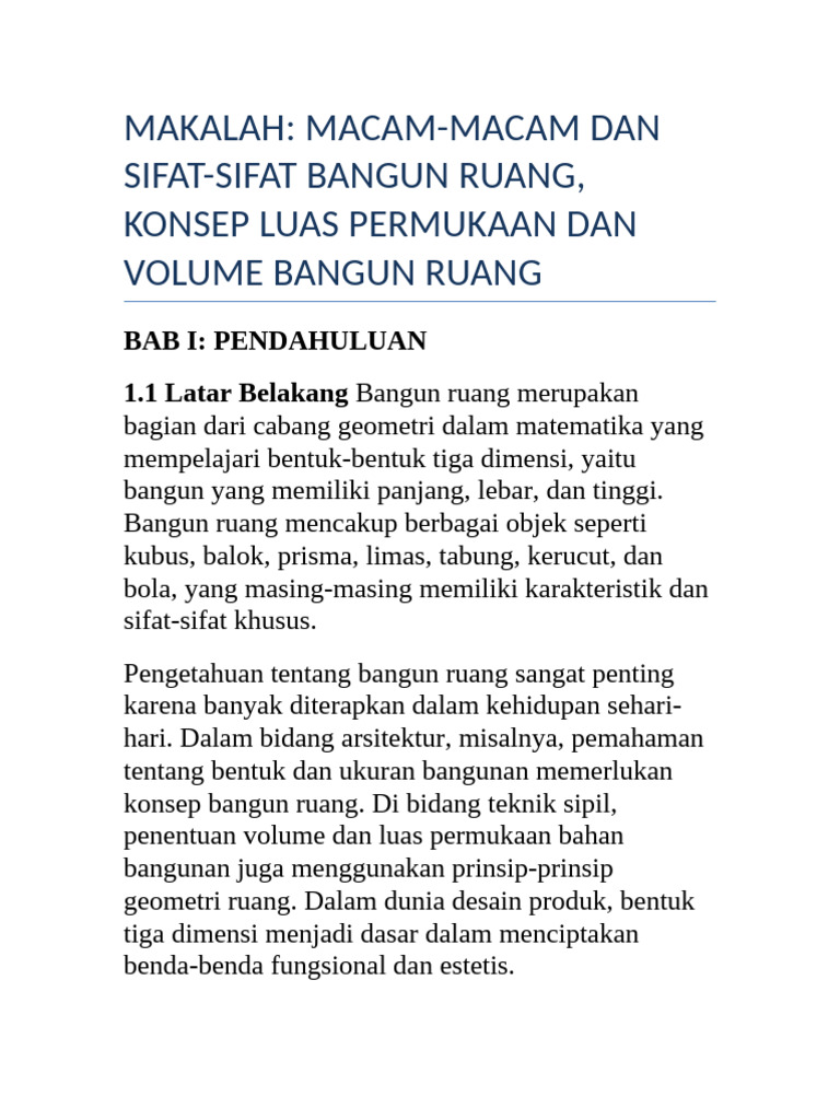 Sifat dan Rumus Bangun Ruang Matematika | PDF