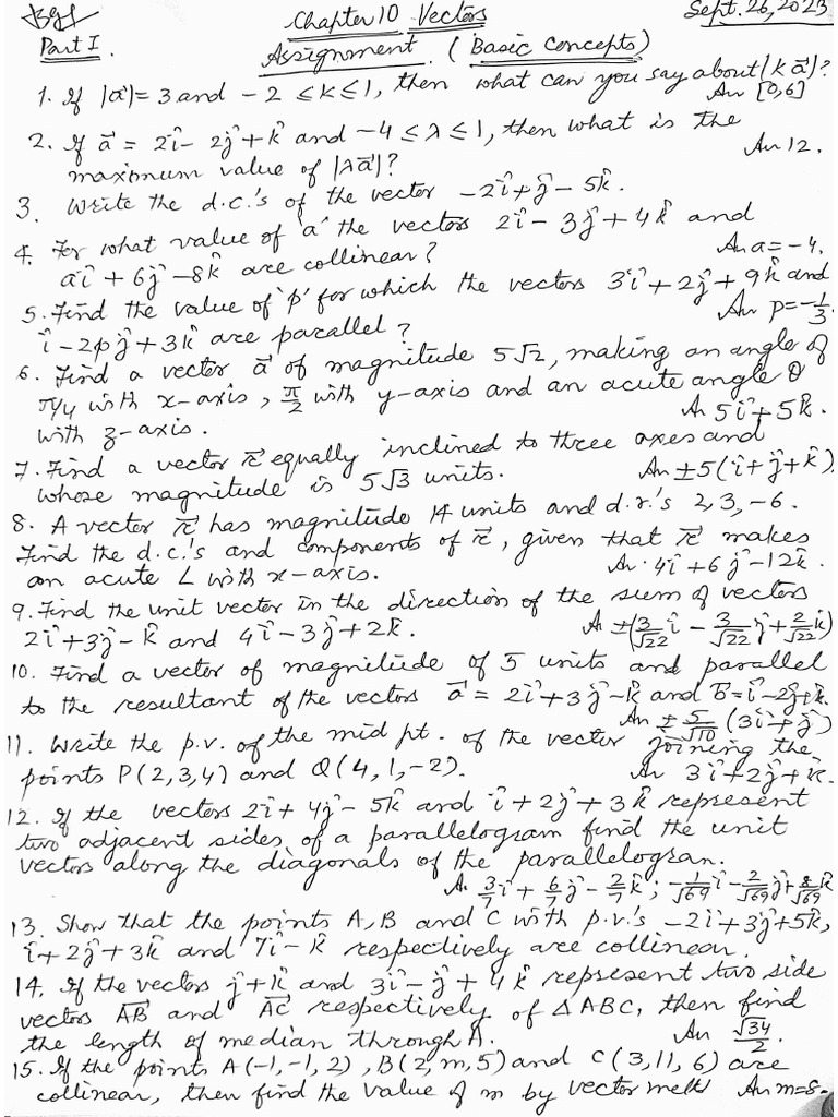 Vectors assignment 28-09-23 | PDF