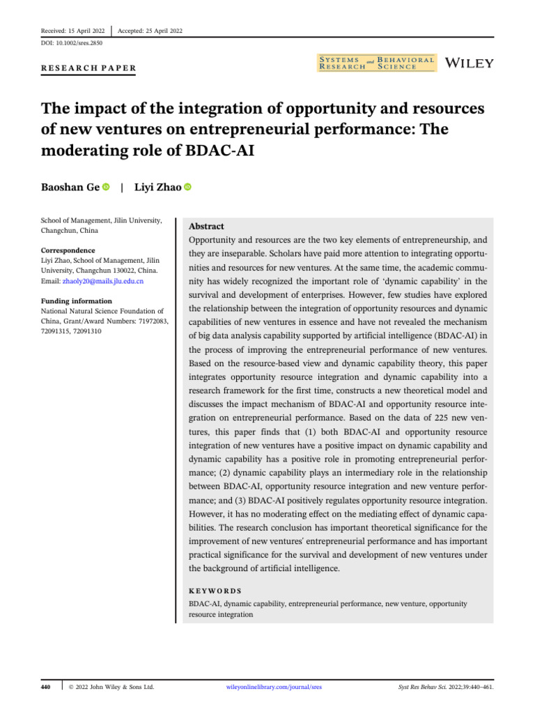 The impact of the integration of opportunity | PDF | Entrepreneurship ...