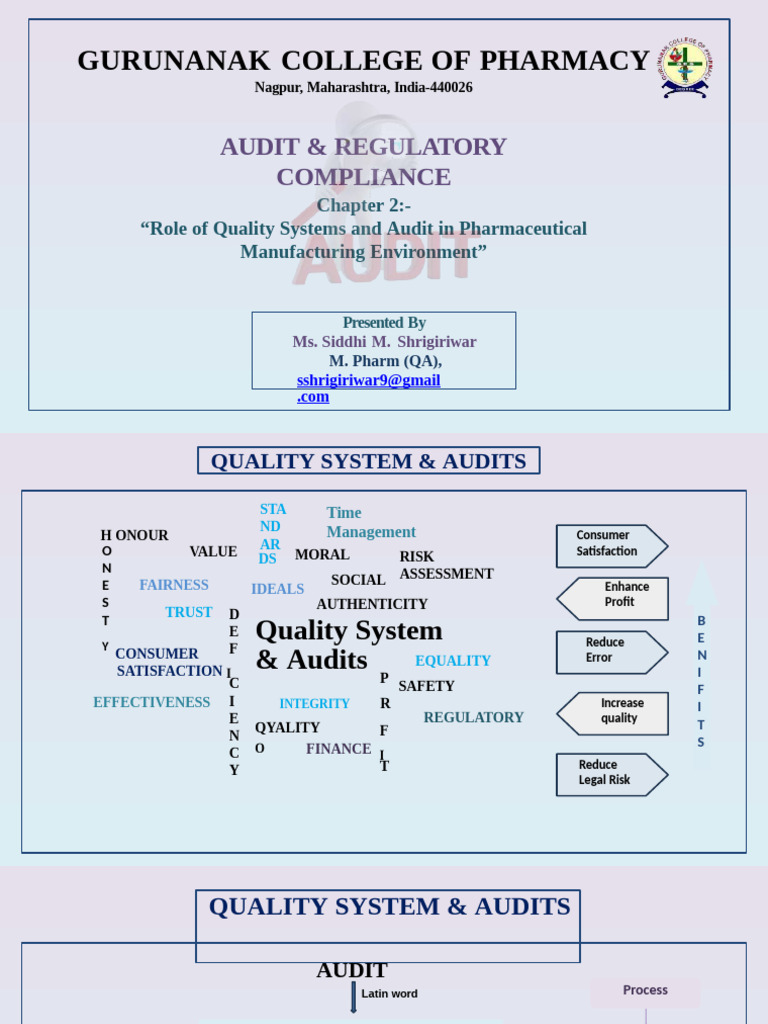 Quality Systems and Audits in Pharma | PDF | Quality Management System ...