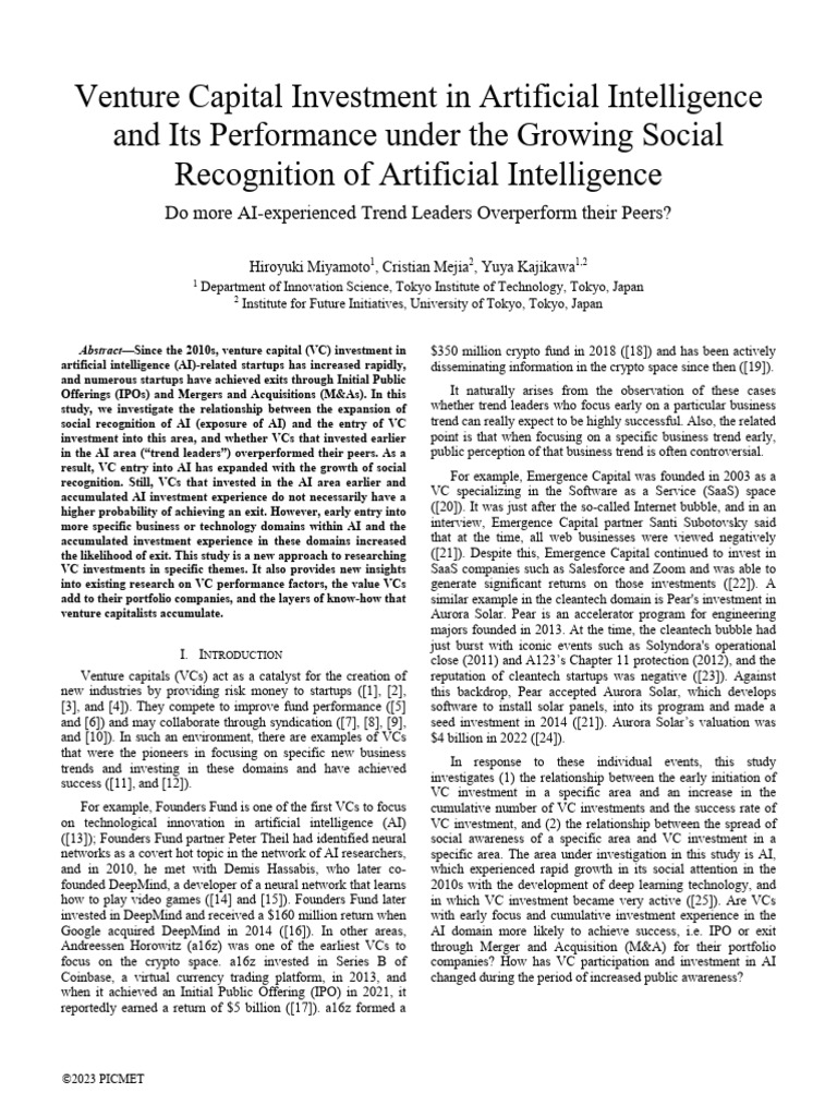 Venture Capital Investment in Artificial Intelli | PDF | Venture Capital | Corporate Finance