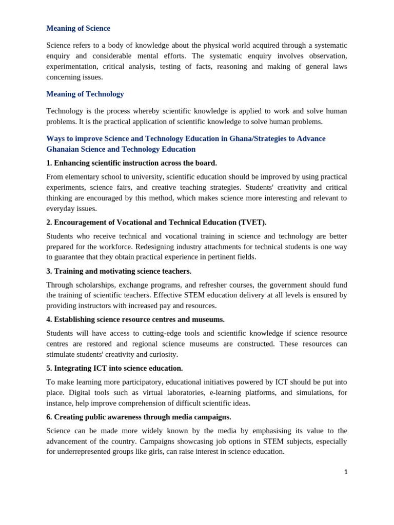 Sectech JHS Classes Science & Technology Notes | PDF | Science ...