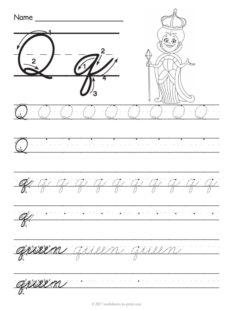 Cursive Q Worksheet | PDF