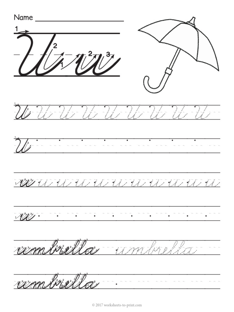 cursive-u-worksheet | PDF