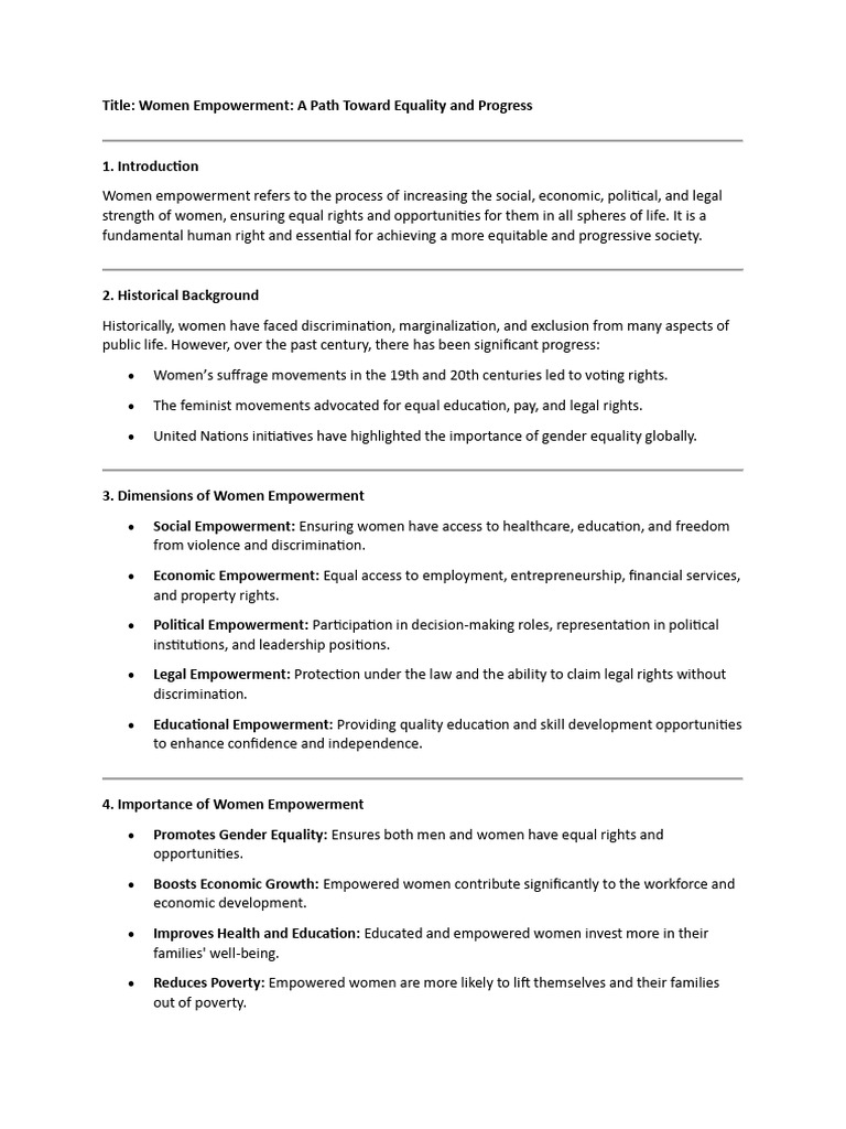 Women Empowerment A Path Toward Equality and Progress | PDF ...