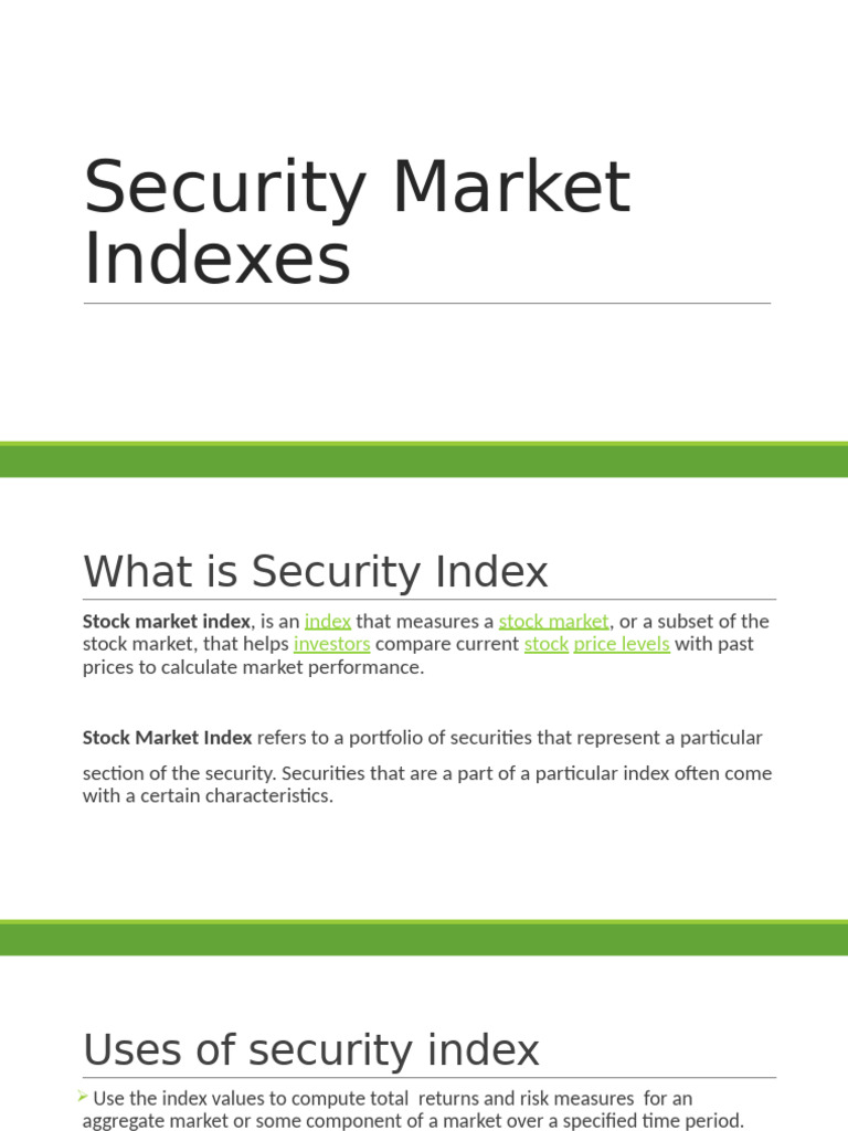 Understanding Security Market Indexes | PDF | Stock Market Index | Dow ...