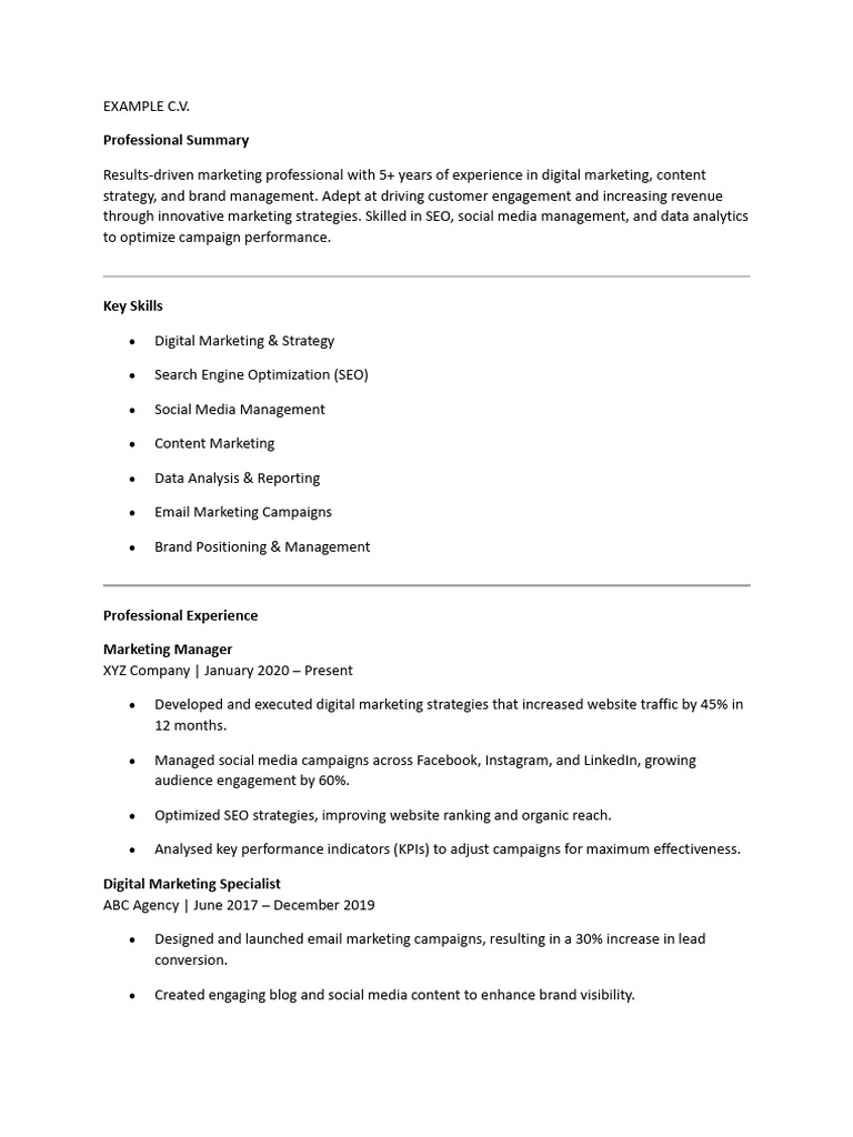 Example CV | PDF