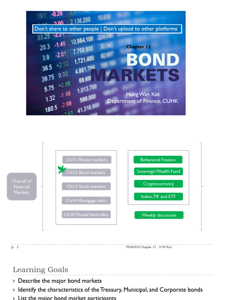 FINA3010 C12 Bond Markets - Student | PDF | Bonds (Finance) | Debt