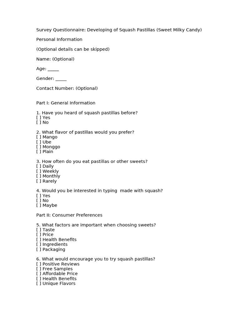 Survey Questionnaire | PDF