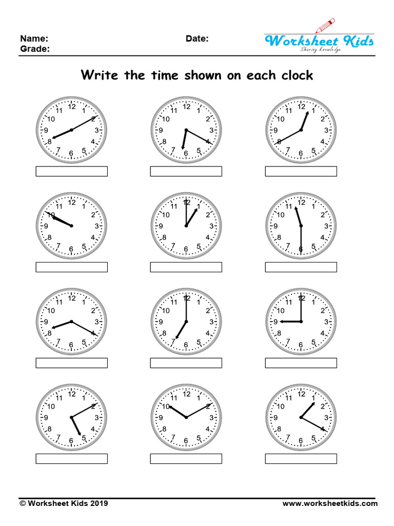 Telling Time Worksheet 5 Minute Interval Analog To Digital | PDF