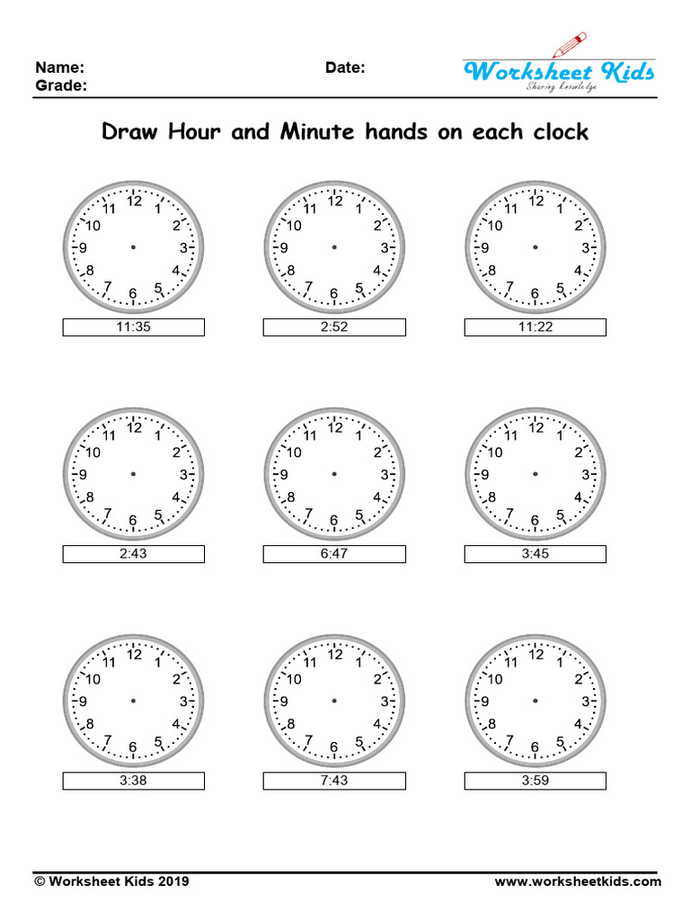 Telling Time Worksheet 10 Minutes Interval Digital To Analog | PDF