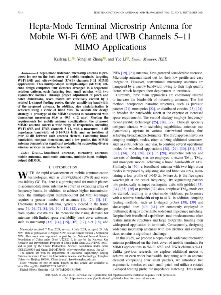 Hepta-Mode Microstrip Antenna for MIMO | PDF | Antenna (Radio) | Ultra ...