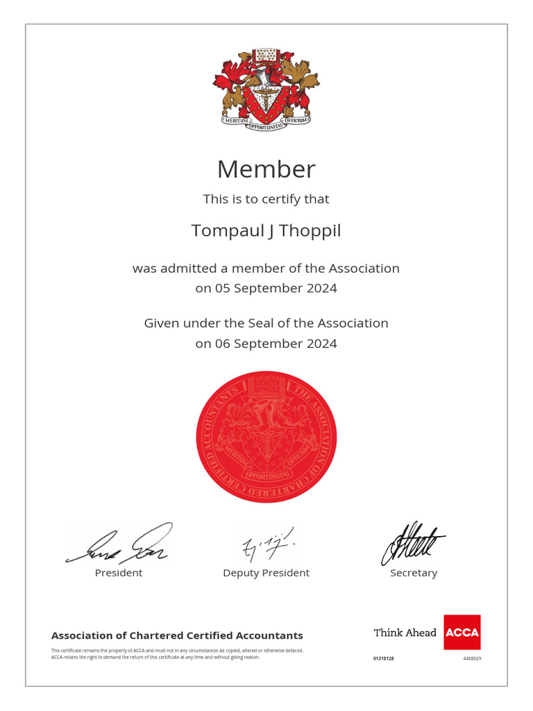 ACCA Membership 1725879322 | PDF