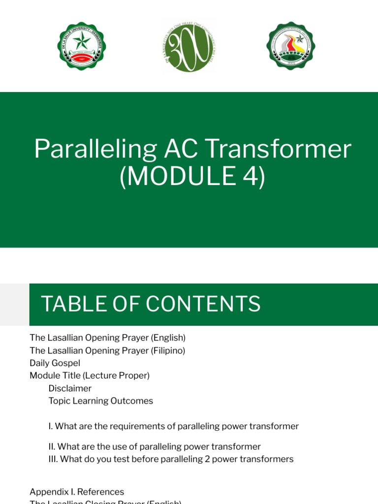 Module 4 Paralleling Power Transformer | PDF