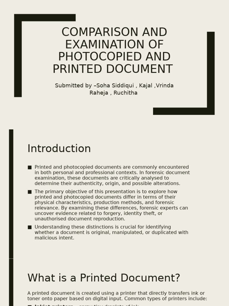 Comparison and Examination of Photocopied and Printed Document-2 | PDF ...