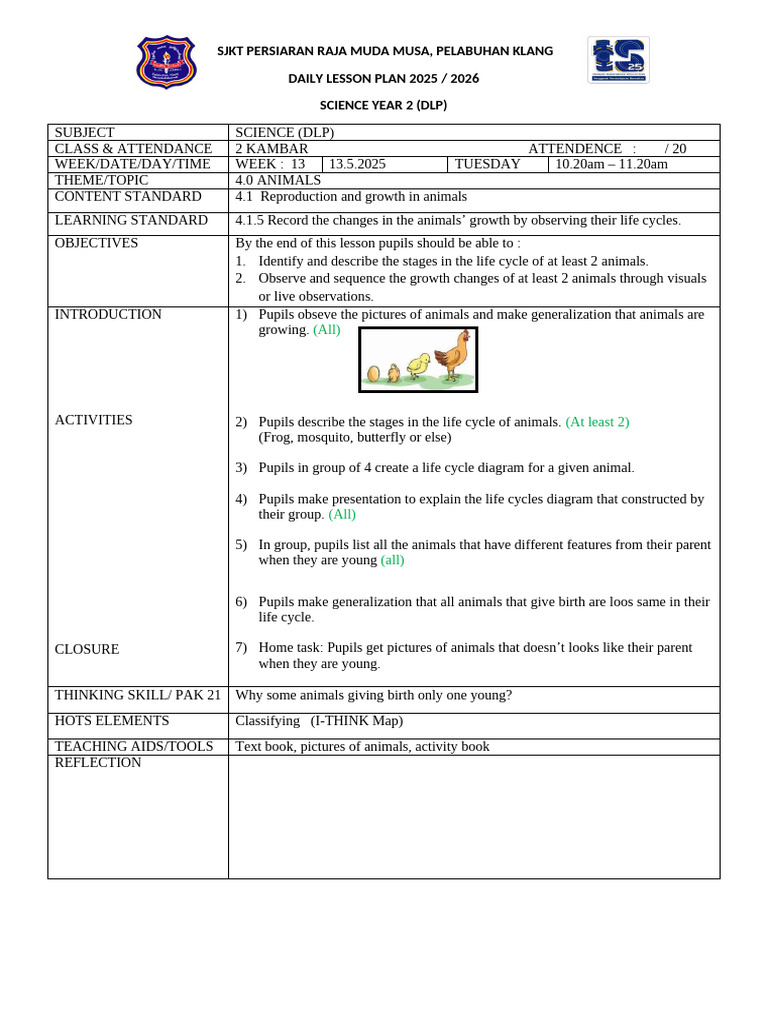 RPH SCIENCE DLP YEAR 2 WEEK 13 | PDF