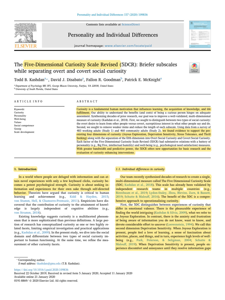 5DCR-_5_Dimension_of_Curiosity_Scale | PDF | Curiosity | Psychological ...