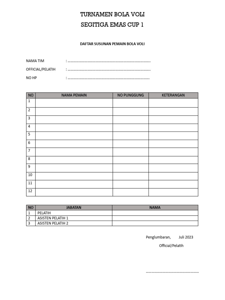 Susunan Pemain Voli | PDF
