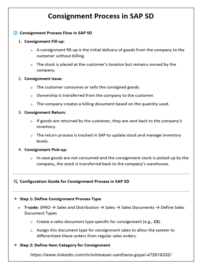 Consignment Process in SAP SD | PDF | Goods | Inventory