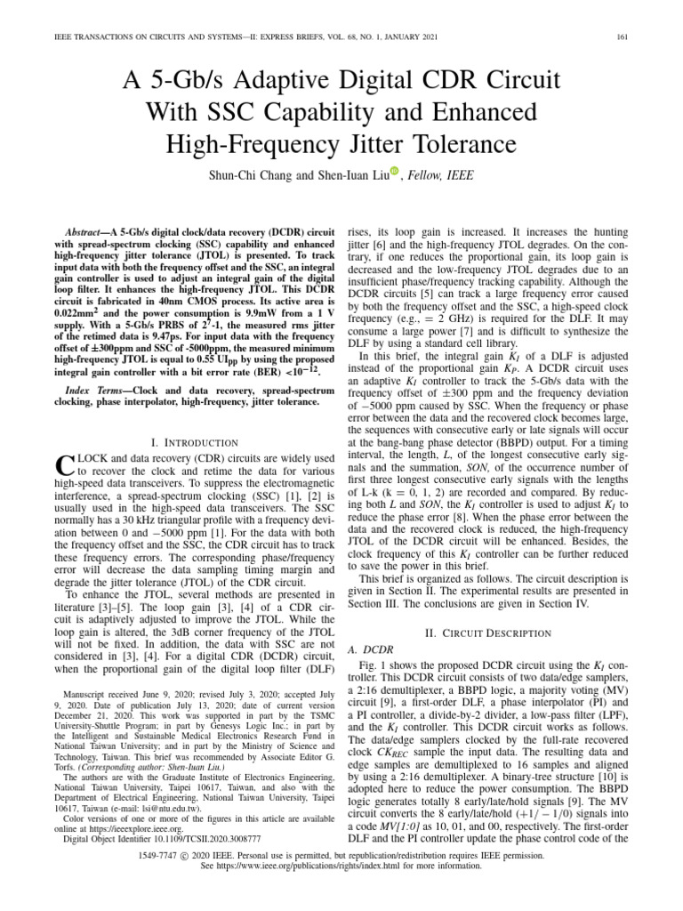 A 5-Gb S Adaptive Digital CDR Circuit With SSC Capability and Enhanced ...