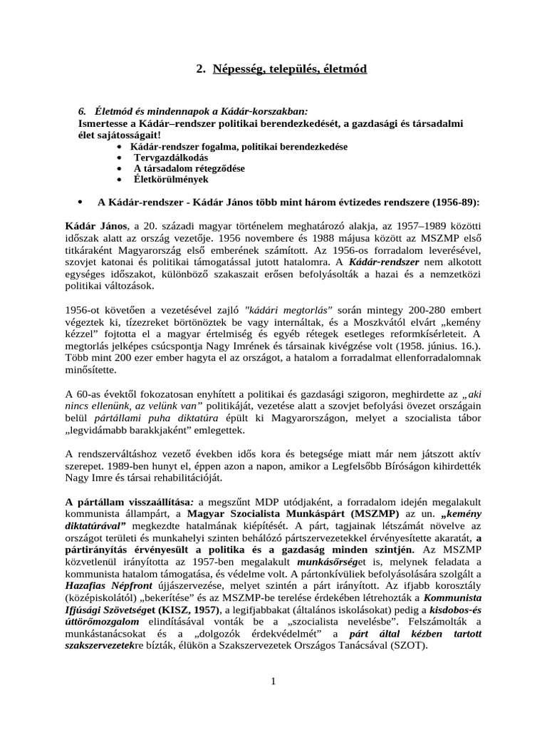 06 Kádár-Rendszer | PDF