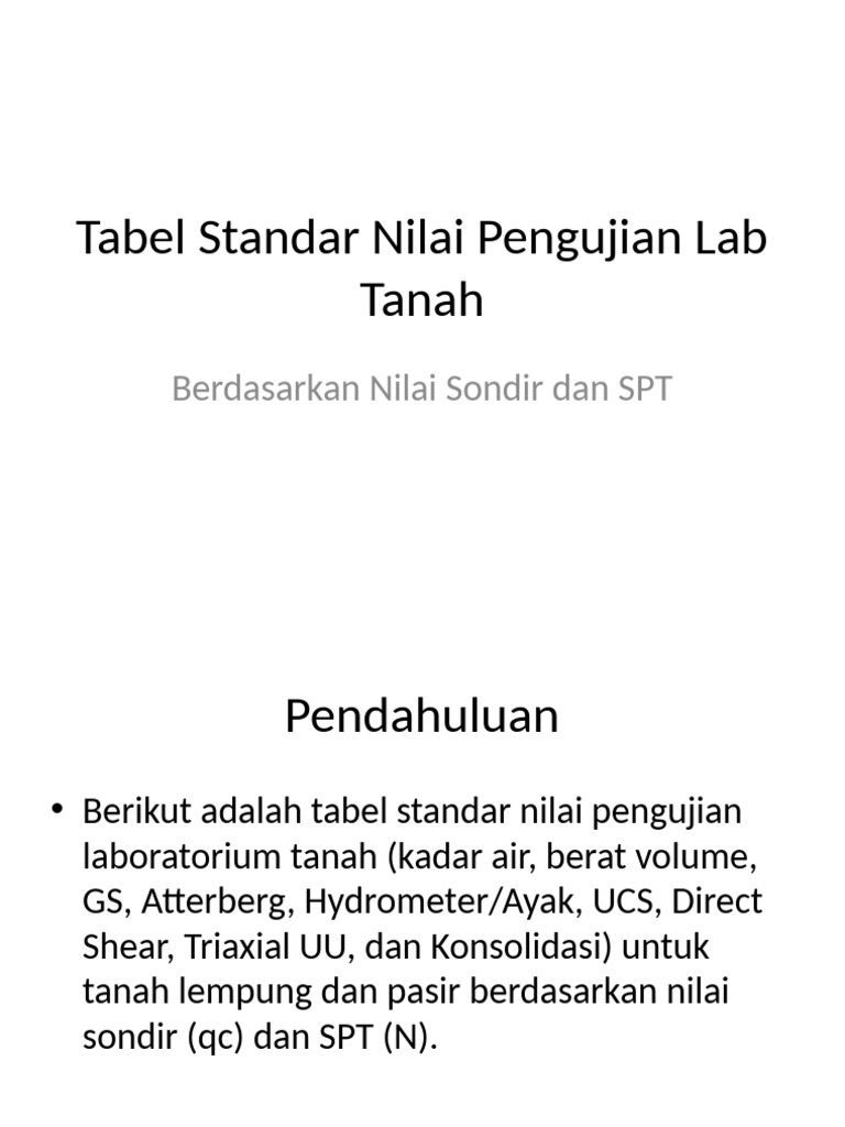 Tabel Pengujian Lab Tanah | PDF