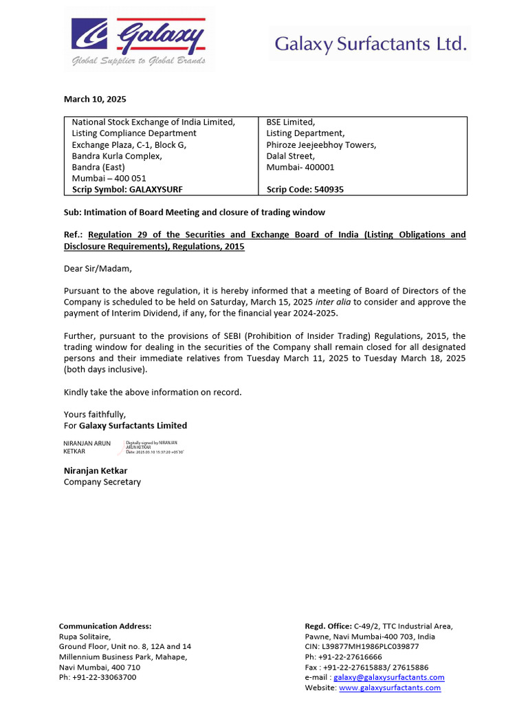 Inter Alia: Communication Address: Regd. Office | PDF