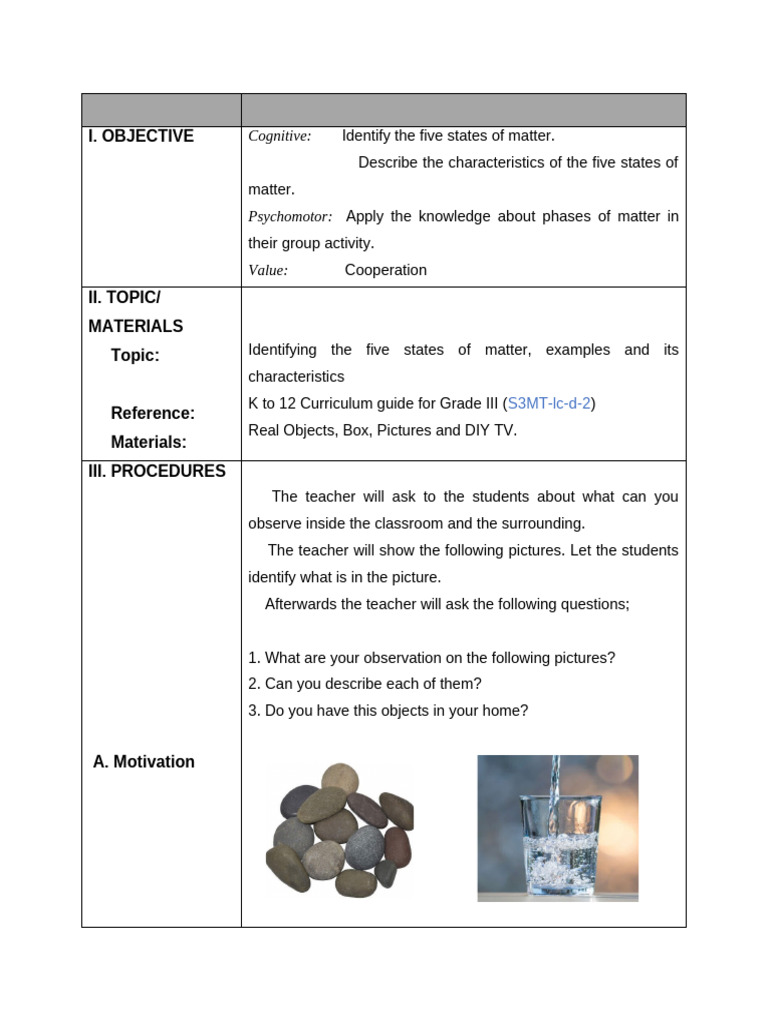 States of Matter Lesson Plan(Solid, Liquid, Gas, Plasma, Boses Einstein ...