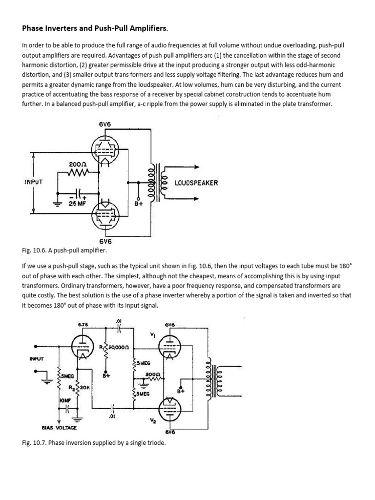 Phase Inverters and Push-Pull Amplifiers | PDF | Amplifier | Vacuum Tube