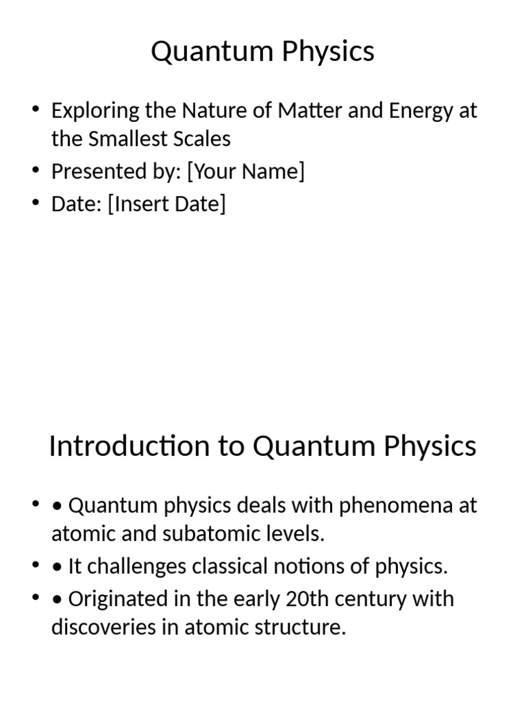 Introduction to Quantum Physics Concepts | PDF